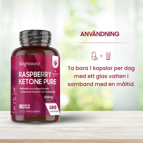 Hallonketoner 1200 mg, 180 kapslar | Naturlig fettförbränning | WeightWorld